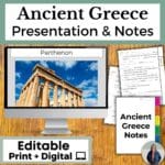 Ancient Greece Presentation with Guided Notes and Ancient Greece Map ...