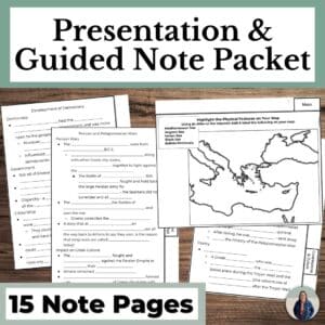 Ancient Greece Presentation with Guided Notes and Ancient Greece Map ...