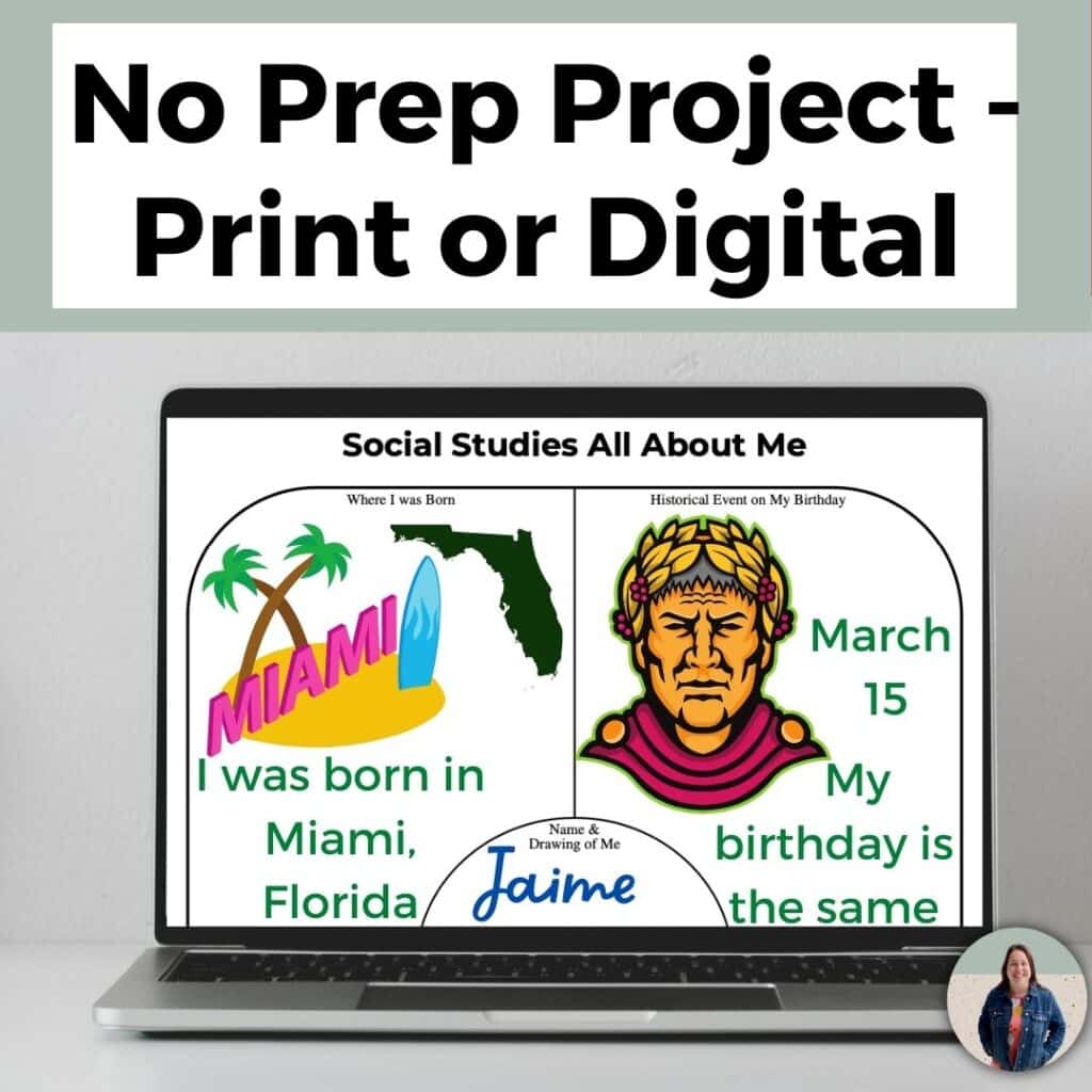 Social Studies All About Me Activity History One Pager Activity Back to ...