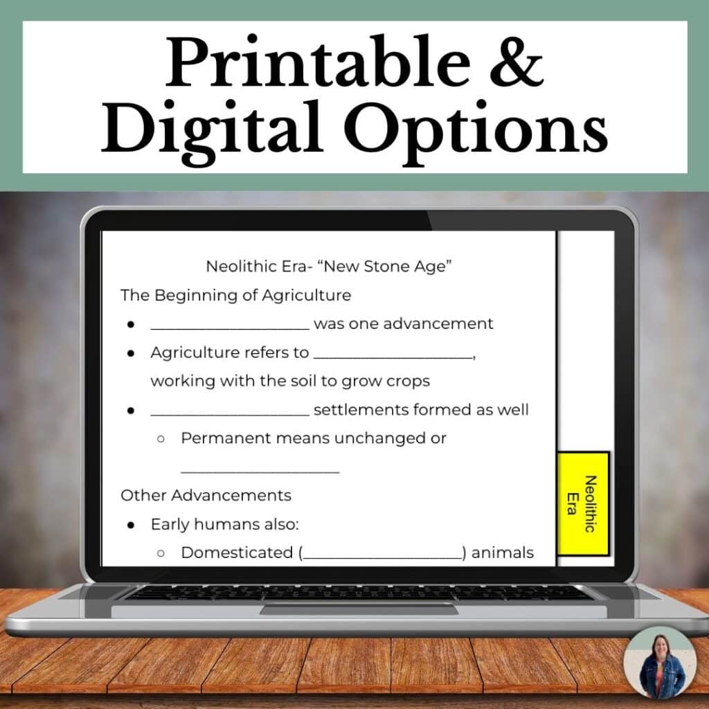 Paleolithic and Neolithic Age Presentation with Guided Notes and Map ...