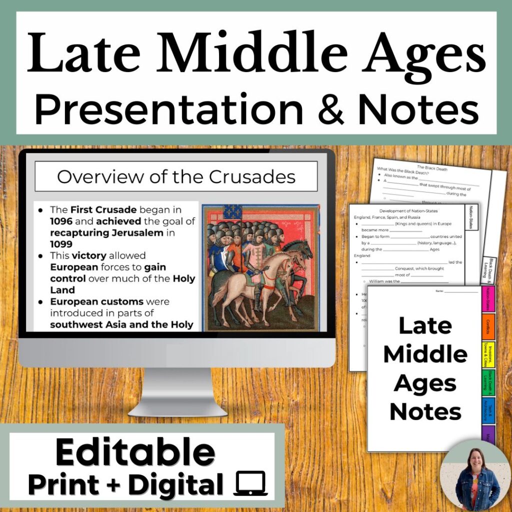 Middle Ages Presentation with Guided Notes & Map Activities - SFSEteach